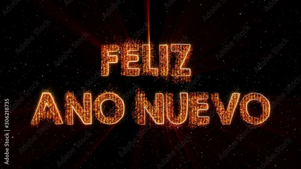 Vidéo Stock "Happy New Year" text in Spanish "Feliz Ano Nuevo" loop ...