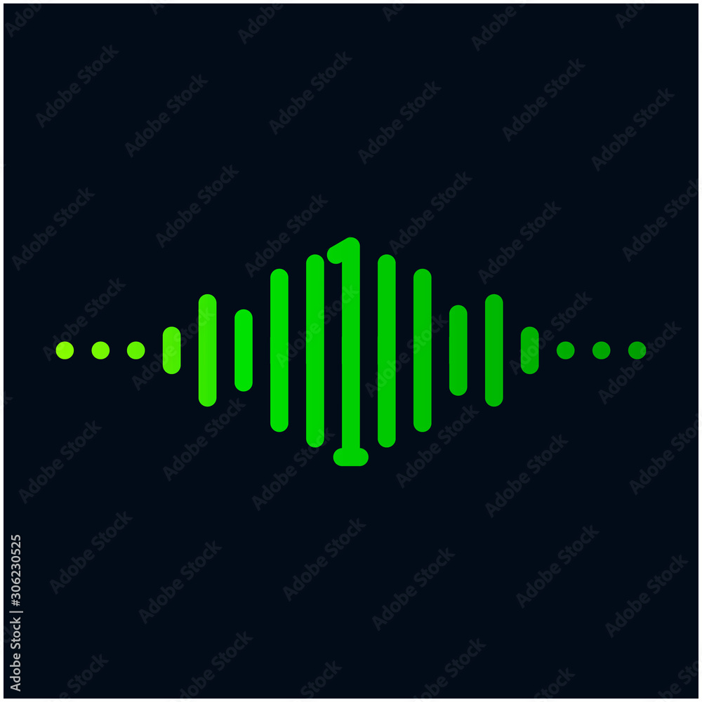 number 1 with Pulse music player element. Logo template electronic ...