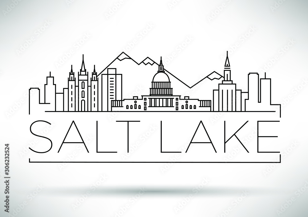 Minimal Salt Lake City Linear Skyline with Typographic Design Stock ...