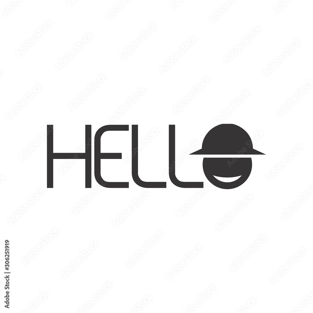Hello letter with head and cap logo design vector Stock Vector | Adobe ...