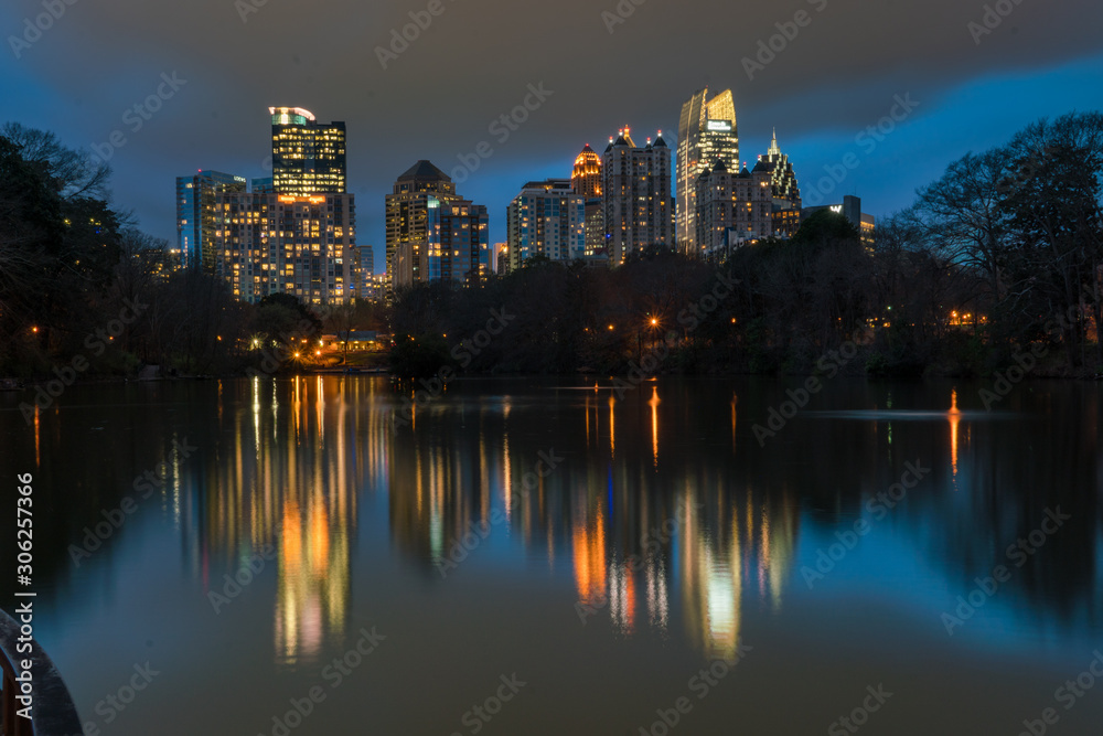 midtown atlanta at night Stock Photo | Adobe Stock