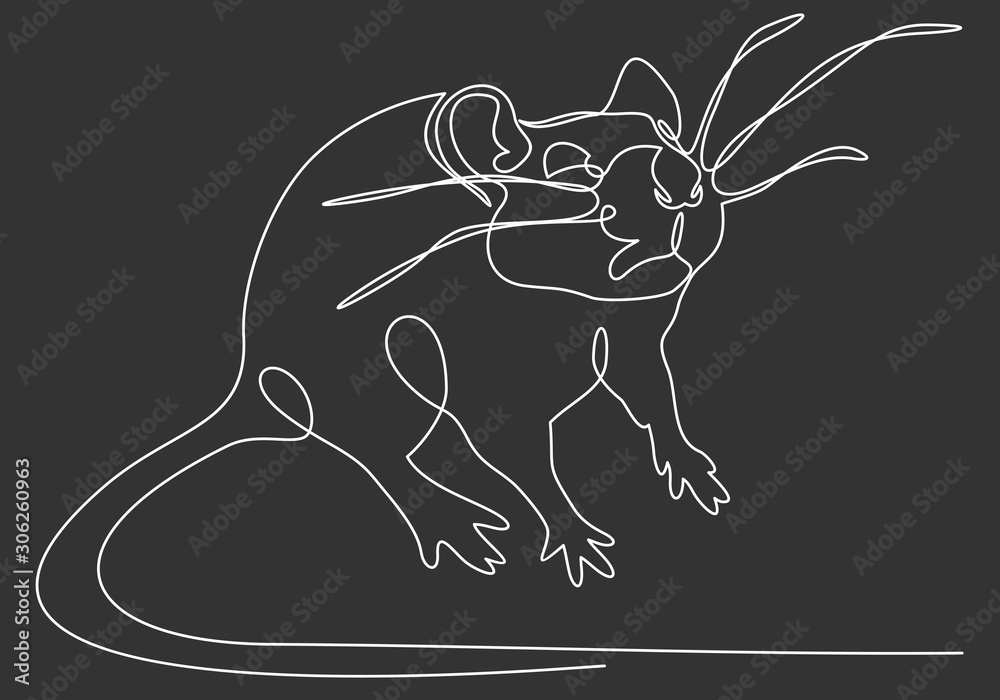 Rat continuous line.Rat year 2020.One single line drawing. 2020 year ...
