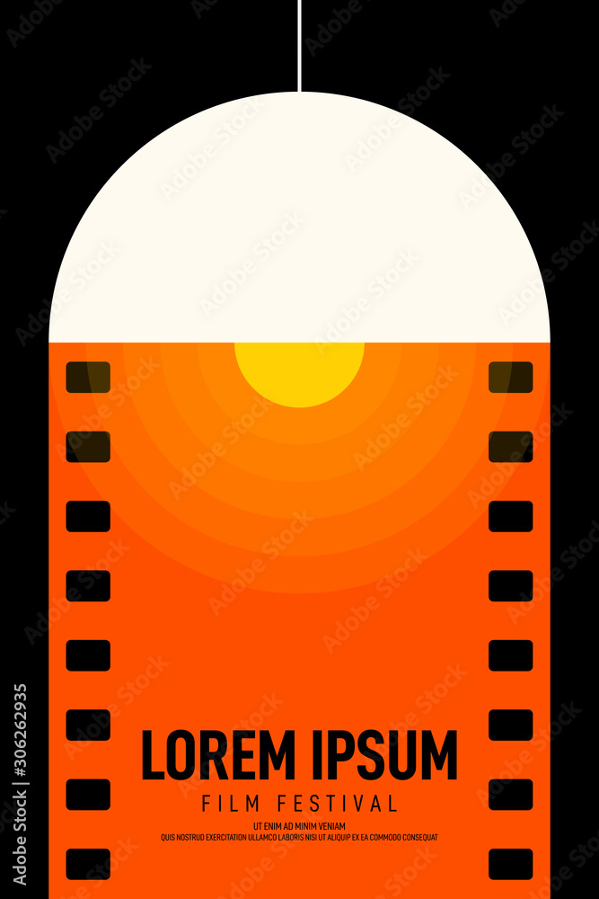 Movie and film poster design template background vintage retro style ...