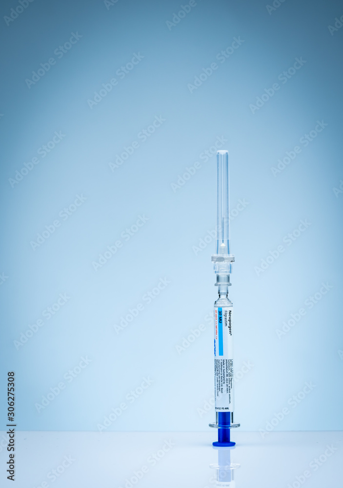 CHONBURI, THAILAND-JANUARY 3, 2019 : Neupogen injection. Filgrastim ...