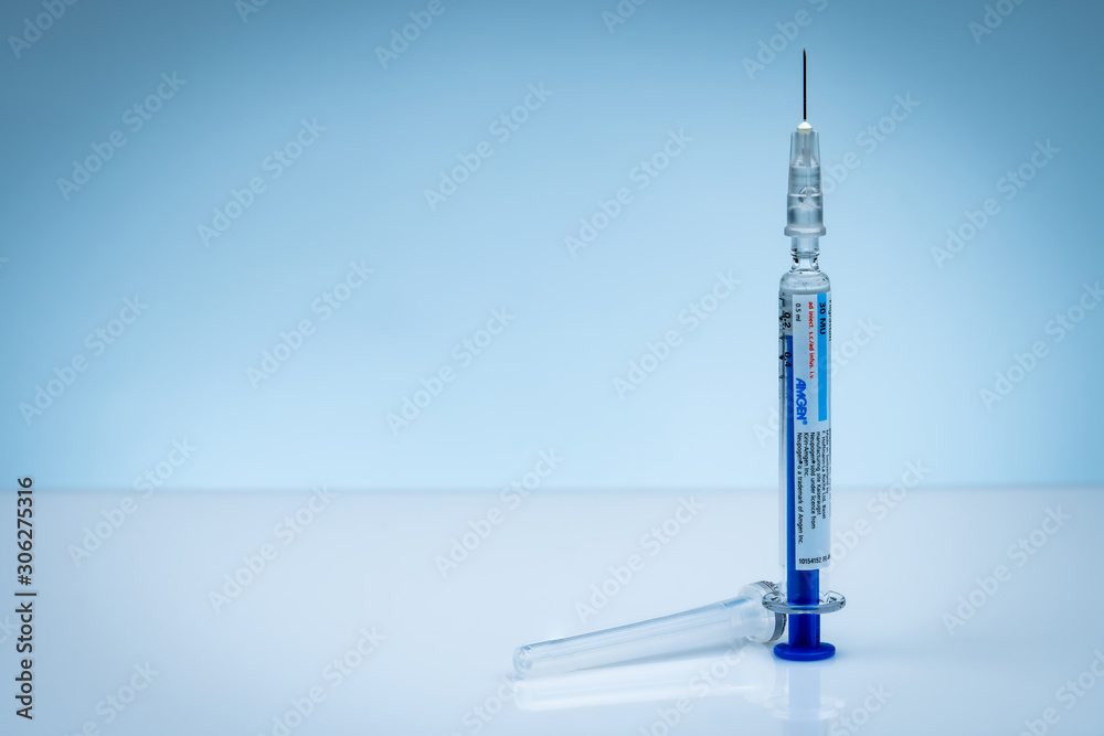 CHONBURI, THAILAND-JANUARY 3, 2019 : Neupogen injection. Filgrastim ...