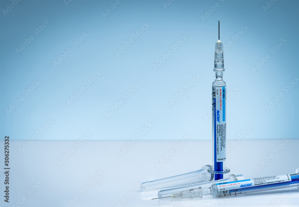 CHONBURI, THAILAND-JANUARY 3, 2019 : Neupogen injection. Filgrastim ...