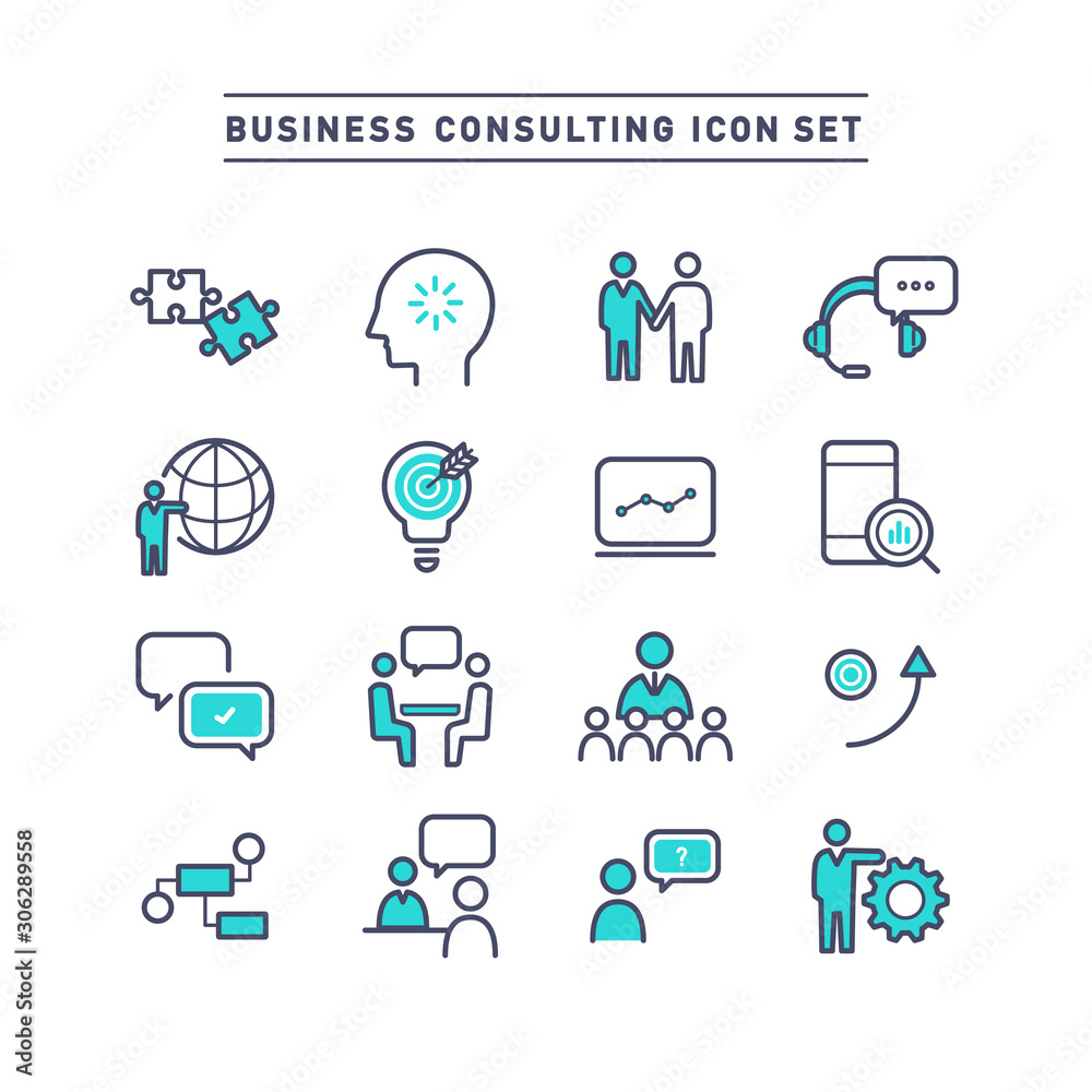 BUSINESS CONSULTING ICON SET Stock Vector | Adobe Stock