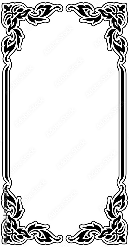 Vertical narrow Design of Thailand flower square frame border, stencil ...