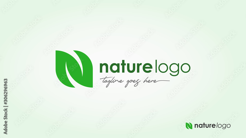 Green Nature Logo. Leaf icon letter N Vector Logo Design Template ...