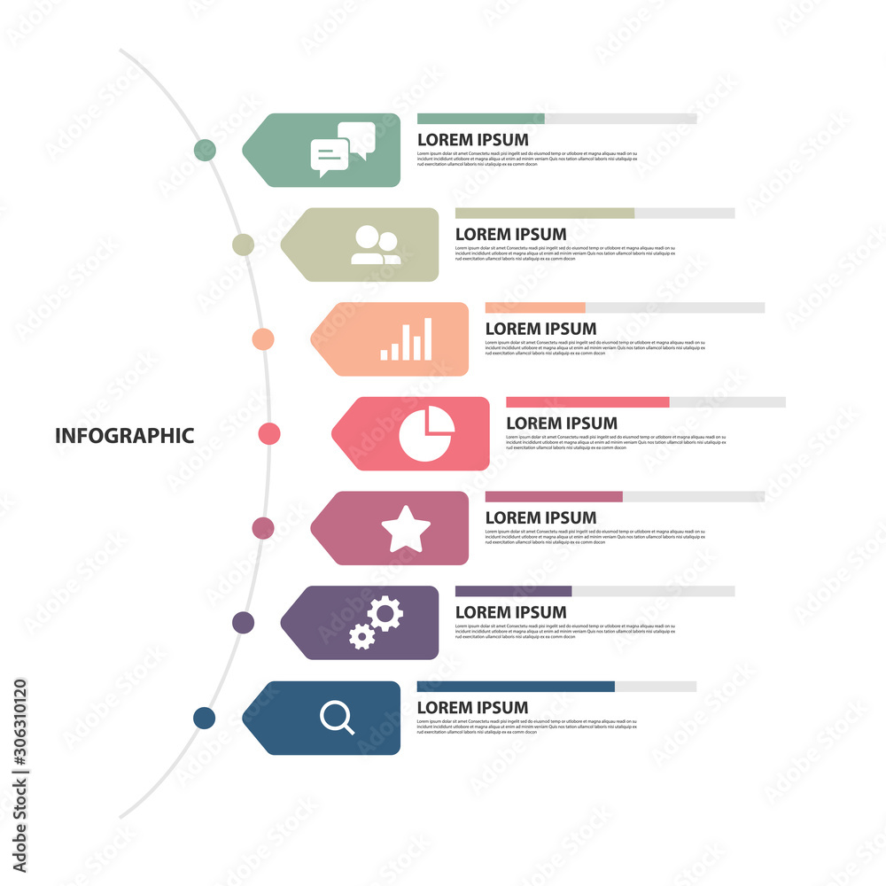 Infographic design with 7 step, Infographic business concept, Flow ...
