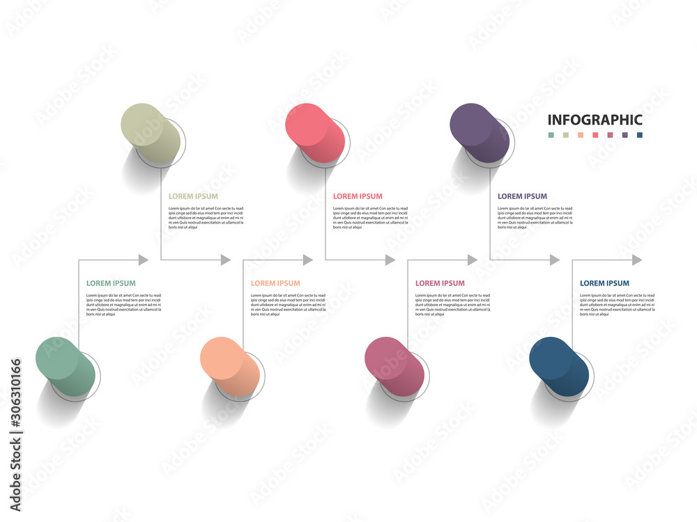 Infographic design with 7 step, Infographic business concept, Flow ...