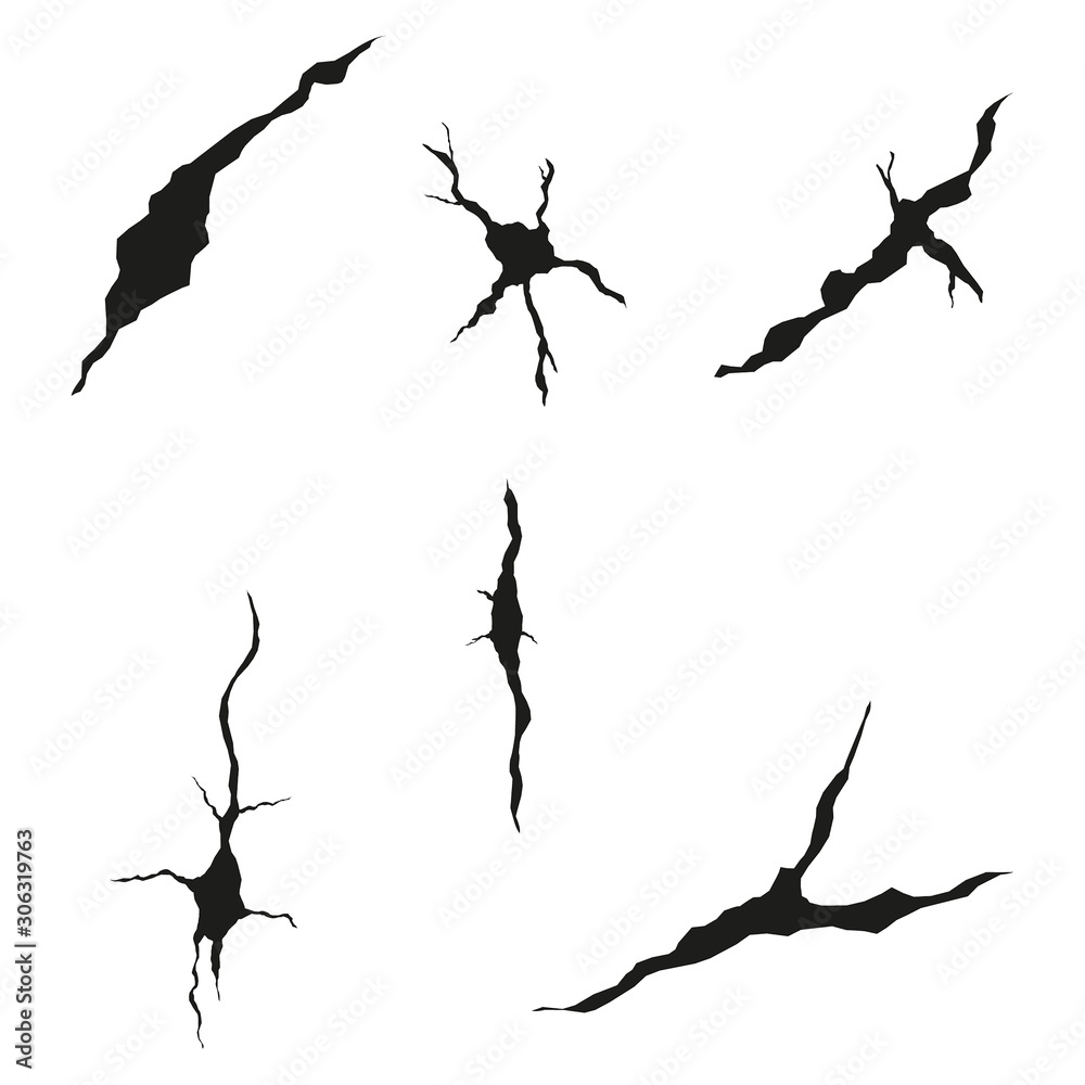 Crack on the surface of the earth, fracture texture. The rupture vector ...