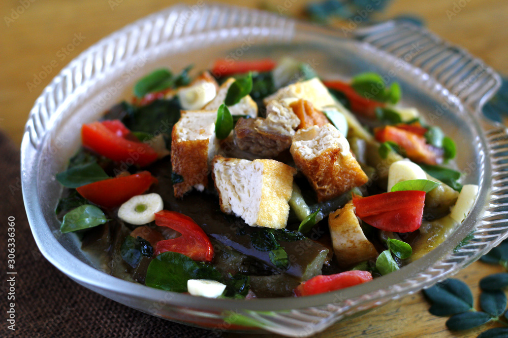 Filipino dish called Dinengdeng with tokwa and pork cooked in bagoong ...