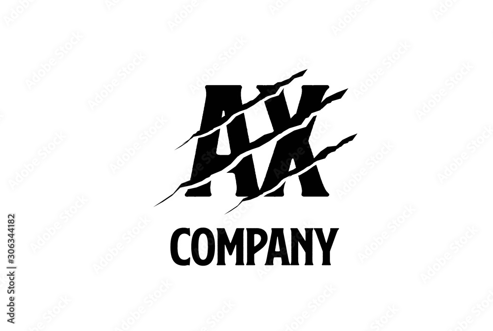Black AX letter template logo design with scratch effect Stock Vector ...