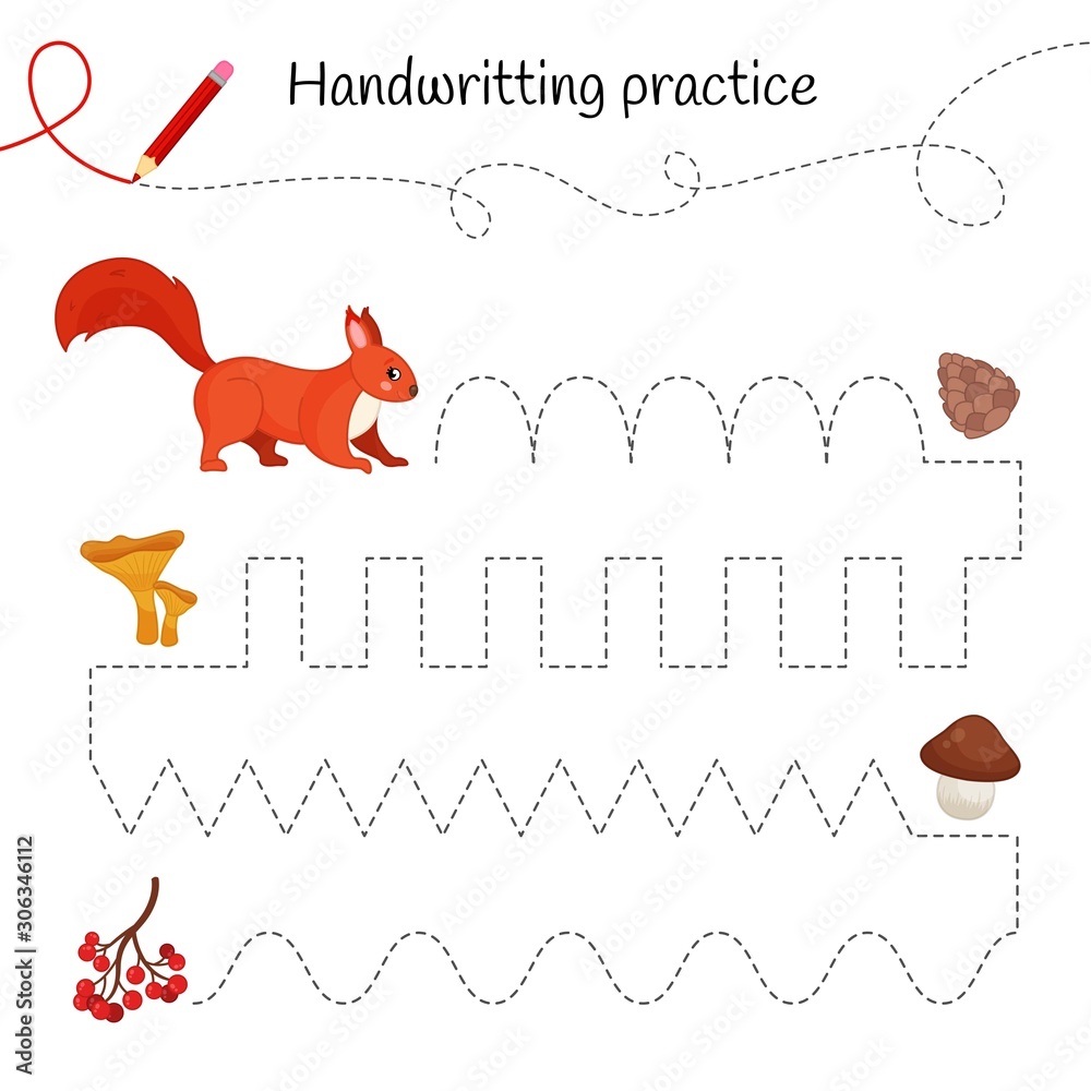 Handwriting practice sheet. Basic writing. Educational game for ...