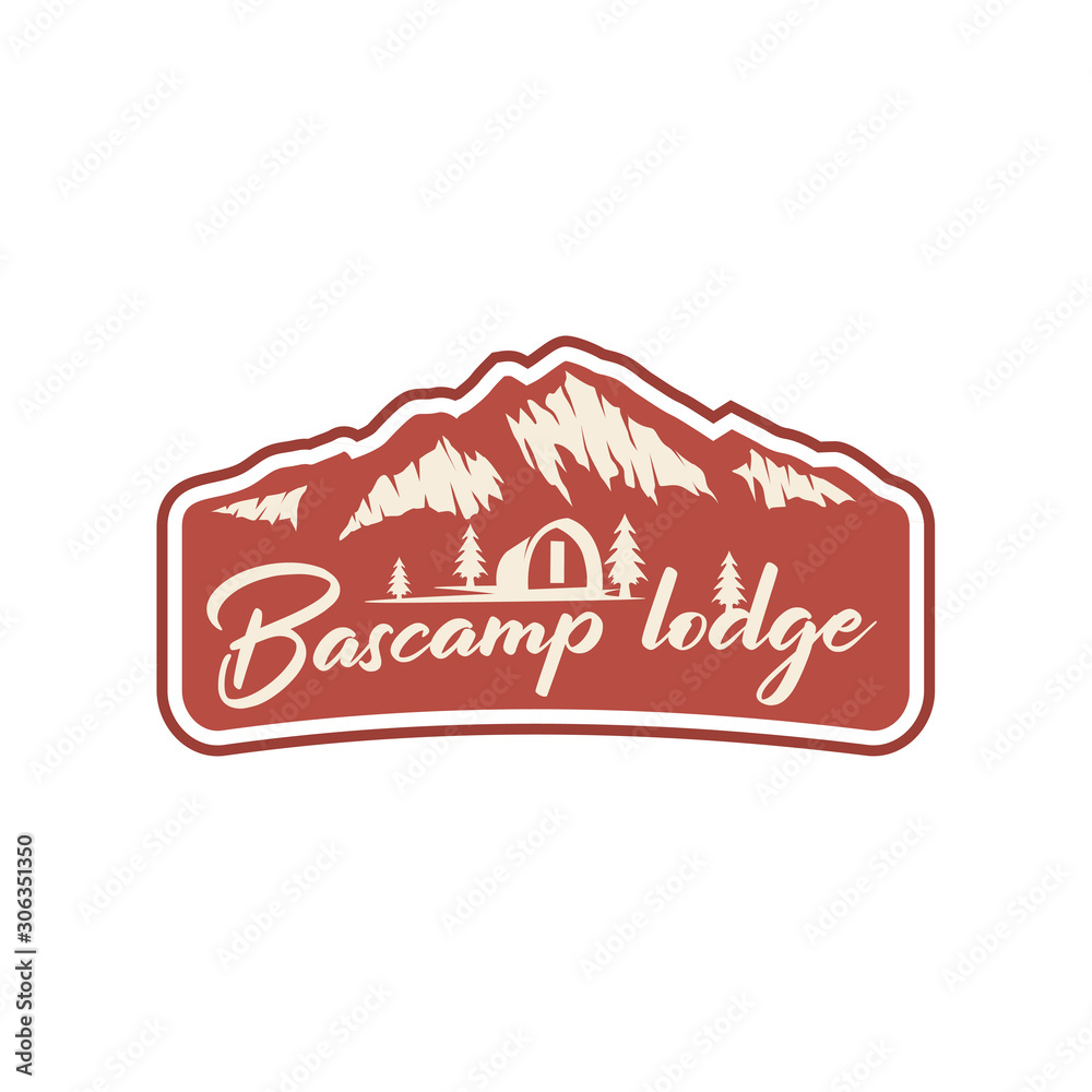 Outdoor rocky mountain base camp lodge nature logo - adventure wildlife ...