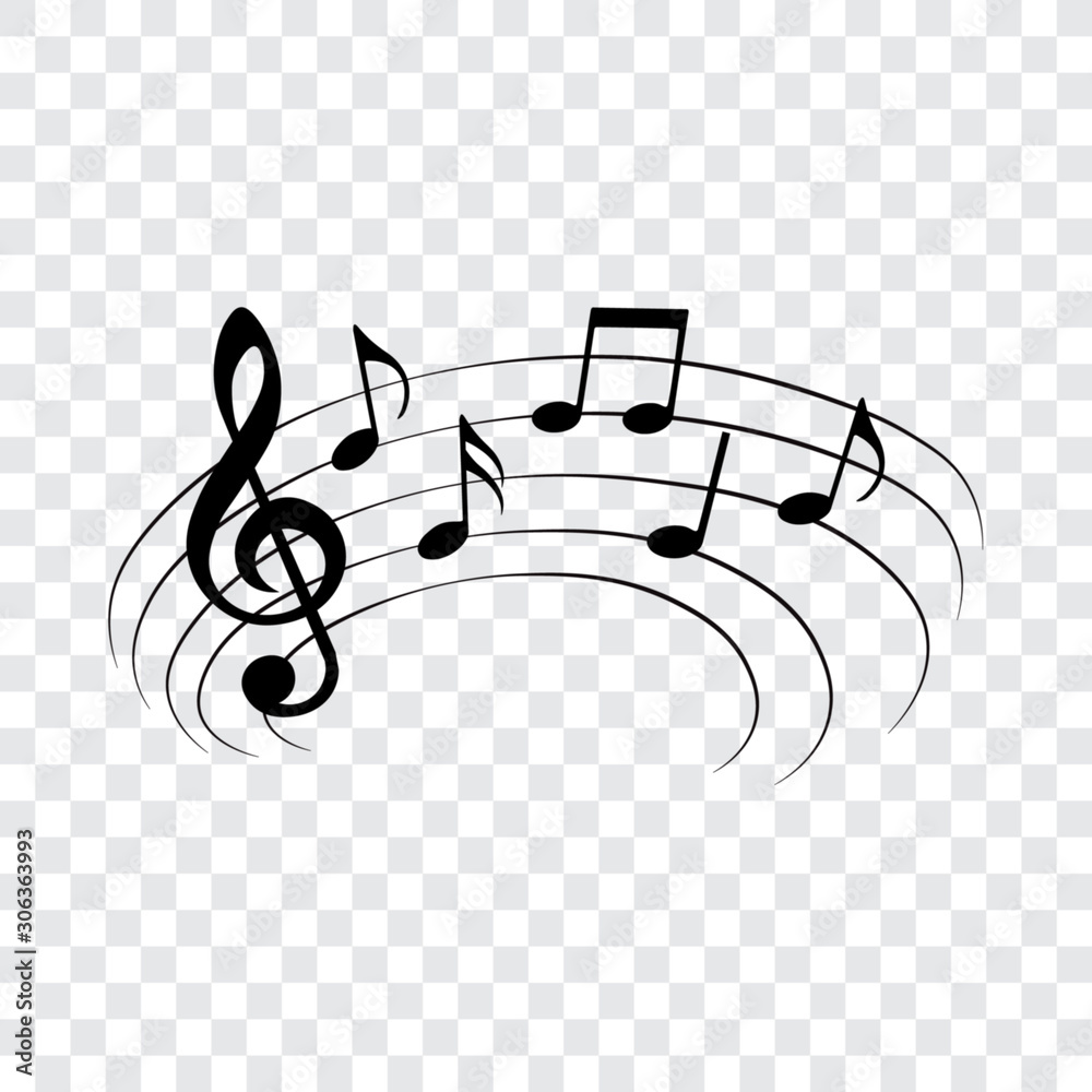 Music notes on curved stave, vector illustration. Stock Vector | Adobe ...