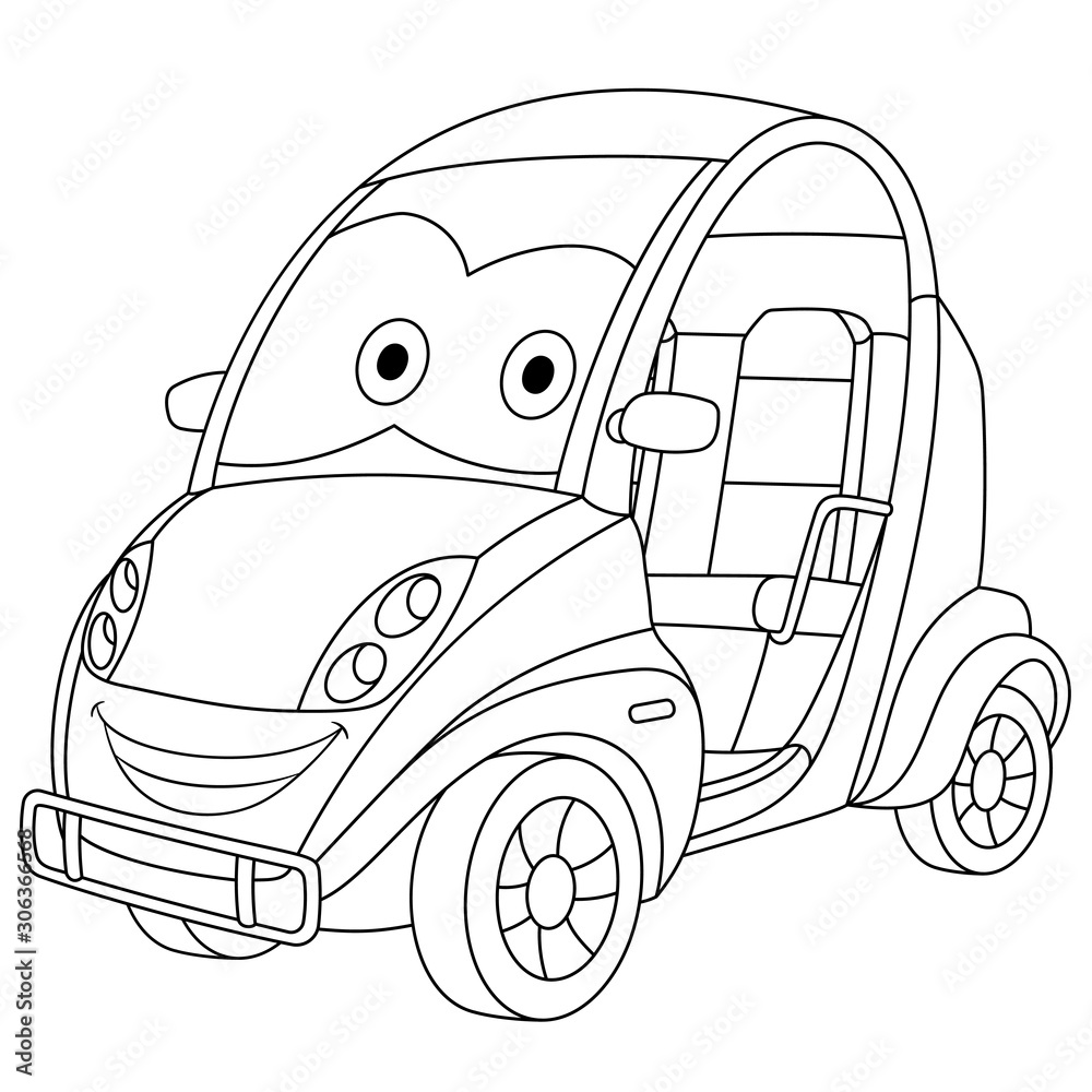 coloring page with mini car vehicle Stock Vector | Adobe Stock