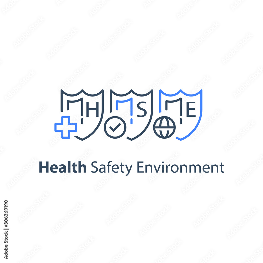 HSE concept, health safety environment, occupational safety and health ...