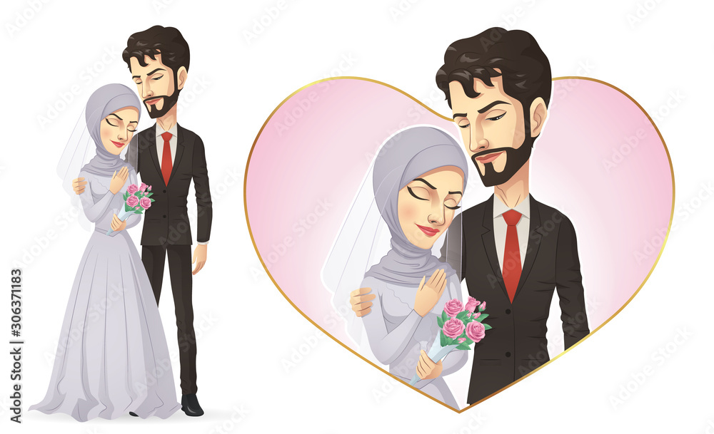 Muslim Wedding Couple Stock Vector | Adobe Stock