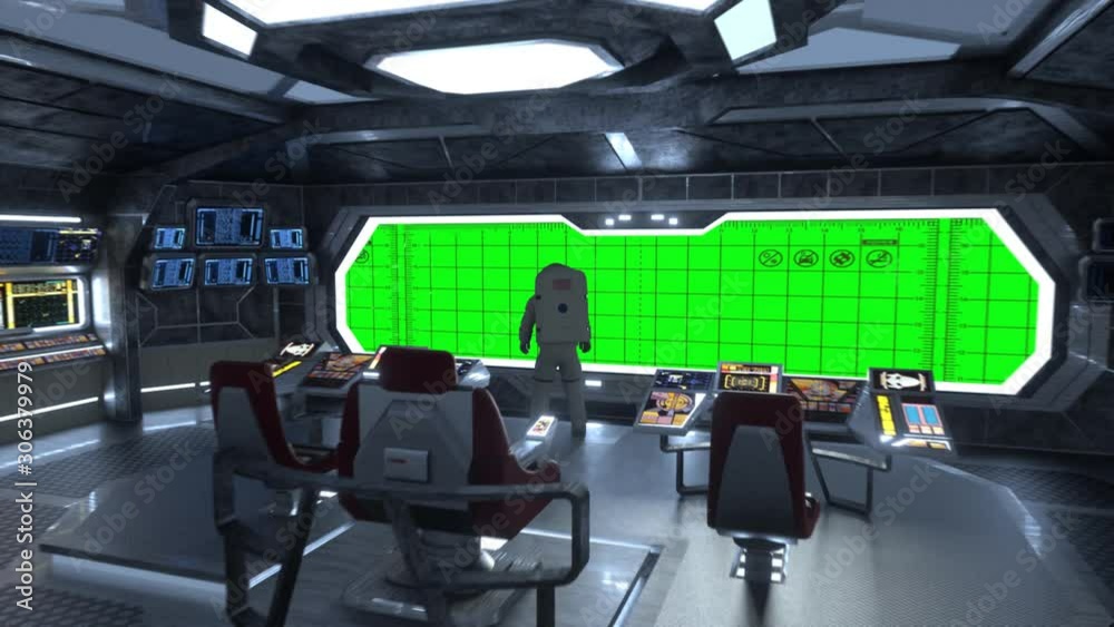 Green Screen Starship Bridge Astronaut Planet Mars Universe 3D ...