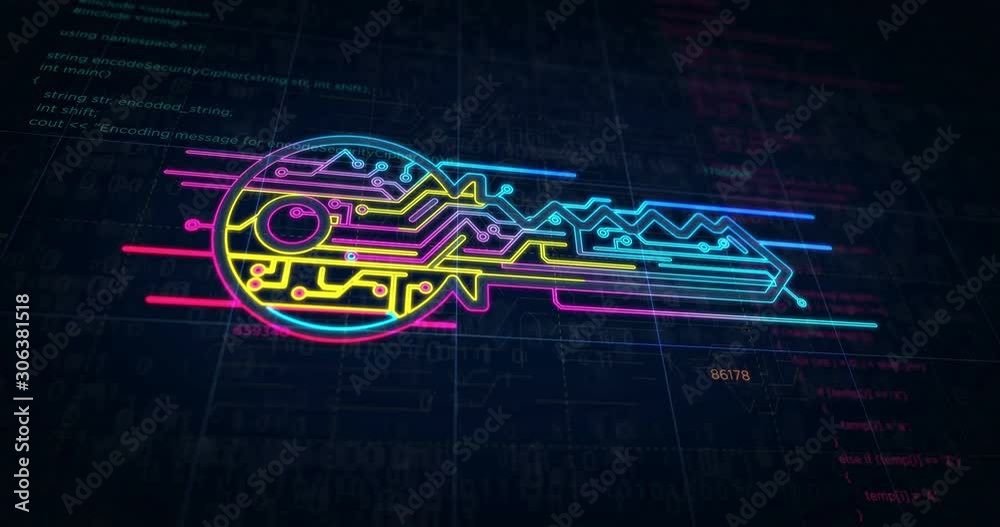Cyber security key icon project creating. Abstract concept of computer ...