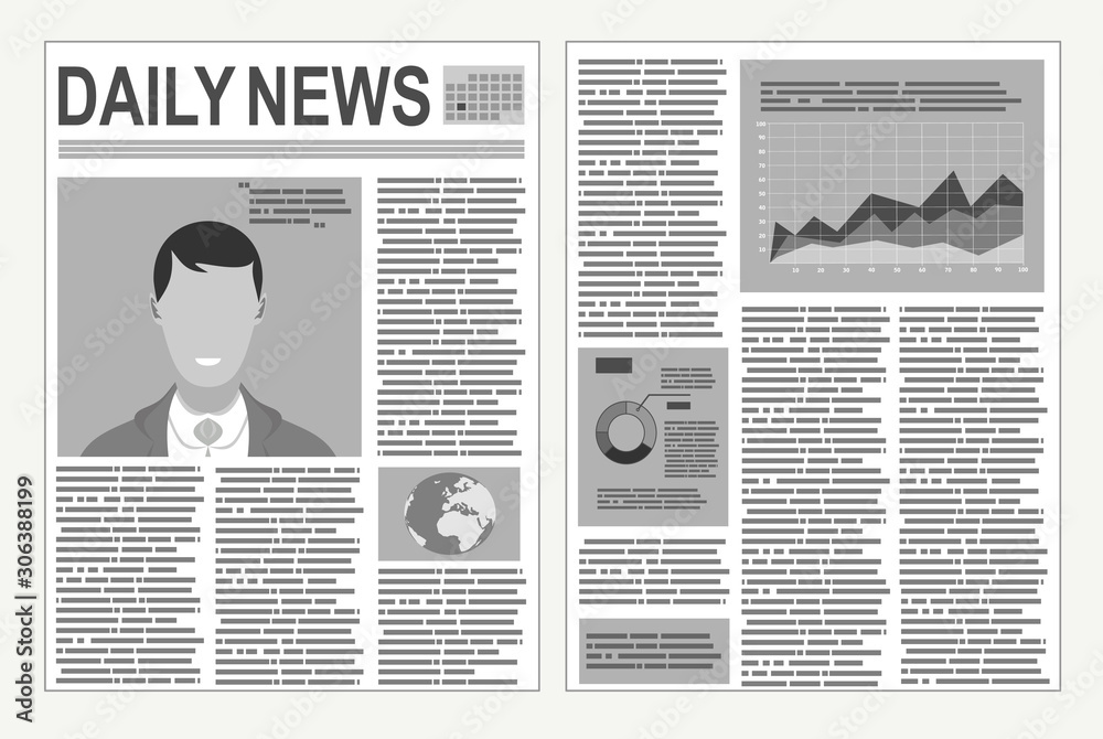 Graphical design newspaper template with infographic Stock Vector ...