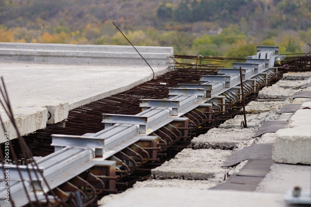 reinforcing bars in the reinforced concrete structure of the bridge ...