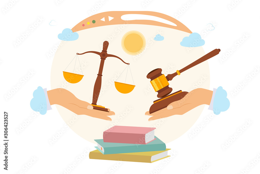 Idea of internet activity in cartoon style. Online legal system ...