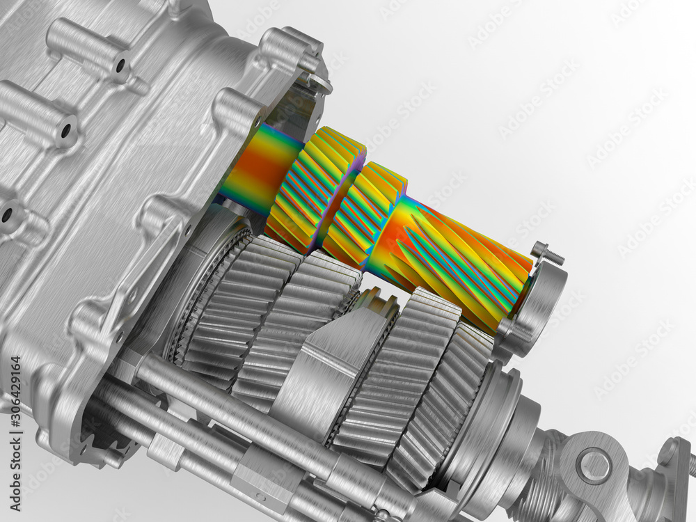 Poster 3D rendering - detailed gearbox finite element assembly – Wall ...