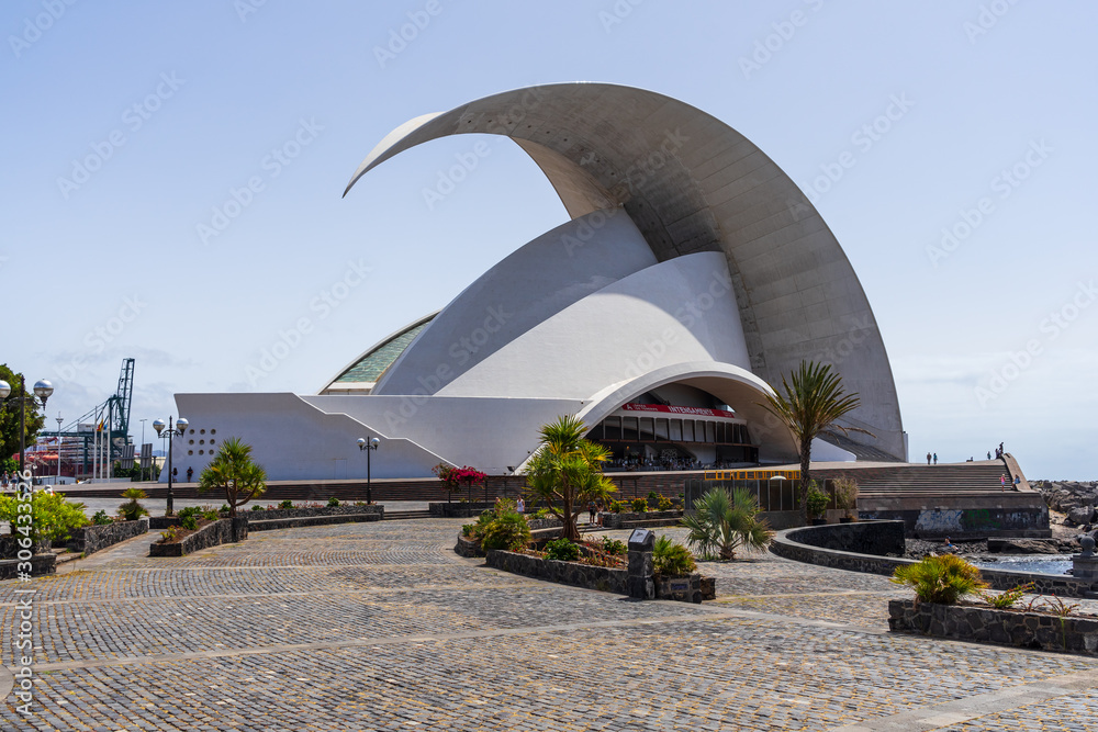SANTA CRUZ, CANARY ISLANDS, SPAIN - JULY 28, 2018: The modern symbol of ...