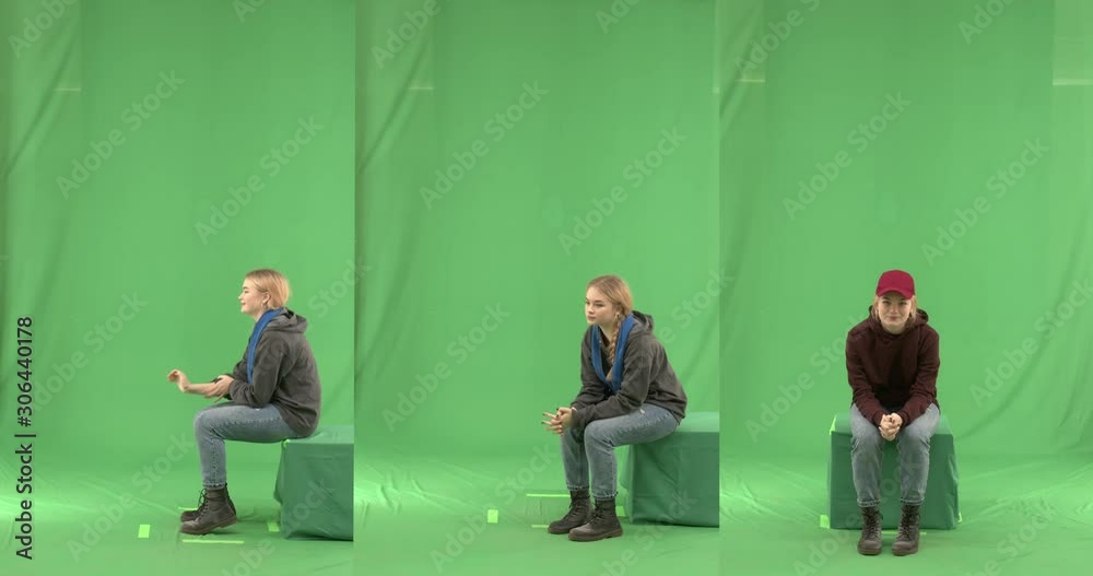 GREEN SCREEN CHROMA KEY Caucasian female showing various emotions ...