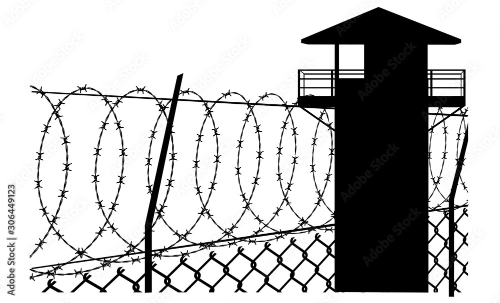 Barb Wire Fence Vector