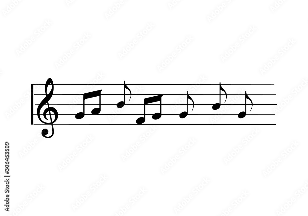 music notes on white background Stock Vector | Adobe Stock