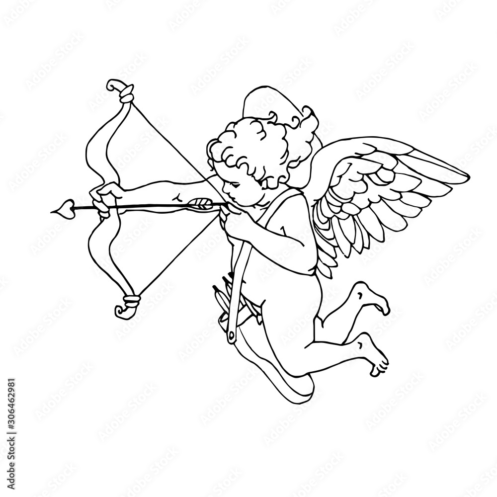 Cupid boy flying on wings, symbol of love, Valentine's day decoration ...