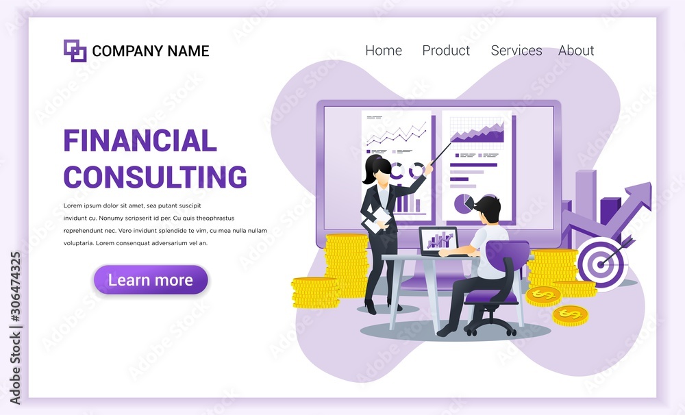 Financial Consulting concept. Consultant presenting data and report ...