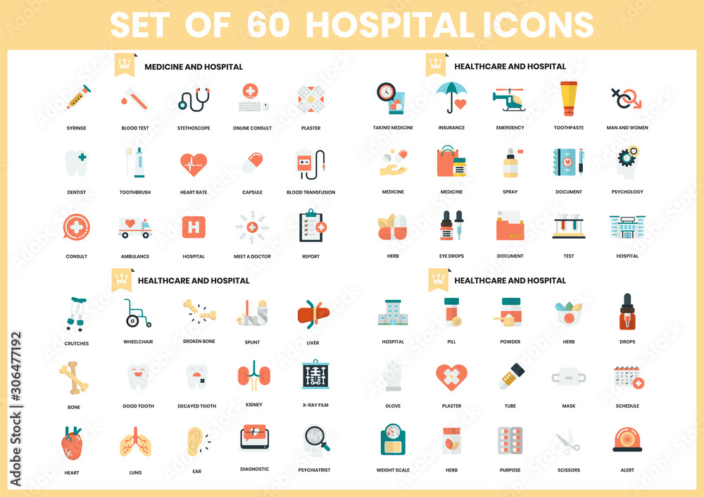 Hospital icons set for business Stock Vector | Adobe Stock