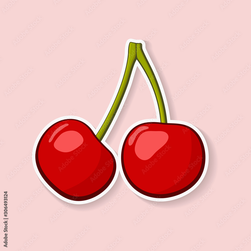 vector illustration of cartoon cherry on a light background. Cartoon ...