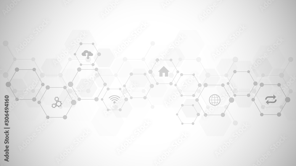 Technology background with flat icons and symbols. Concept and idea for ...