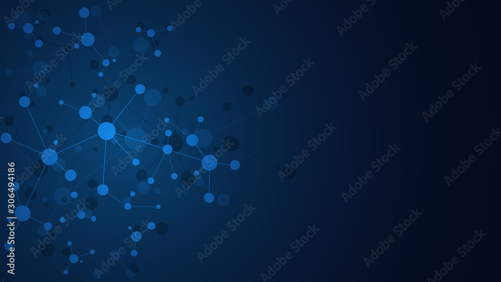 Abstract background of molecular structures. Molecules or DNA strand ...