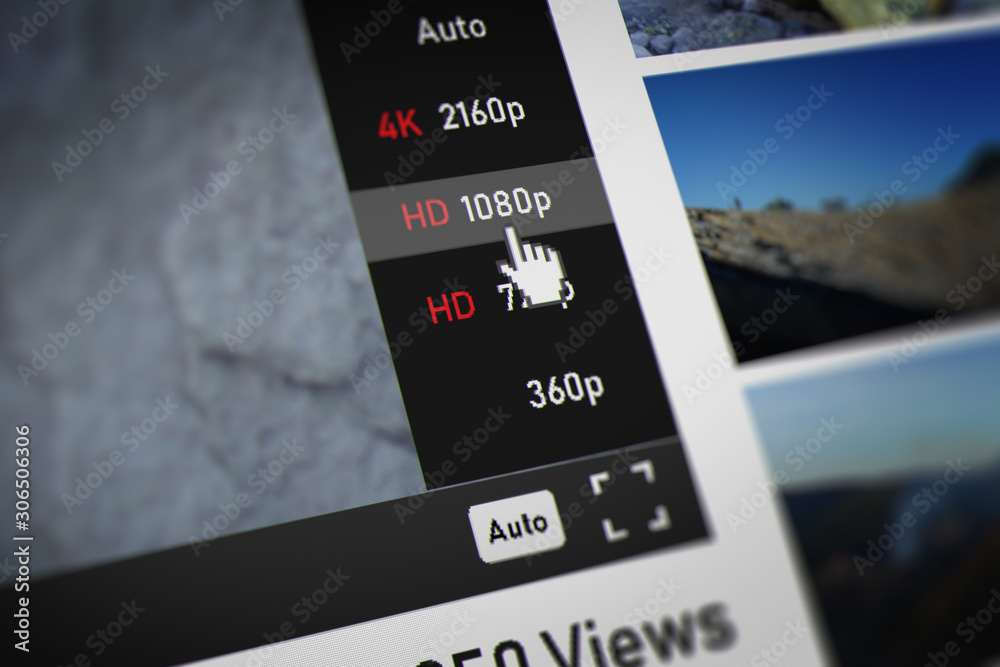 Mouse Cursor Choosing 1080p (Full HD - high-definition video modes) on ...