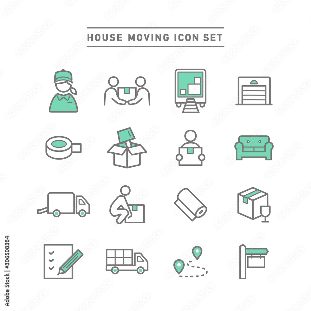 HOUSE MOVING ICON SET Stock Vector | Adobe Stock