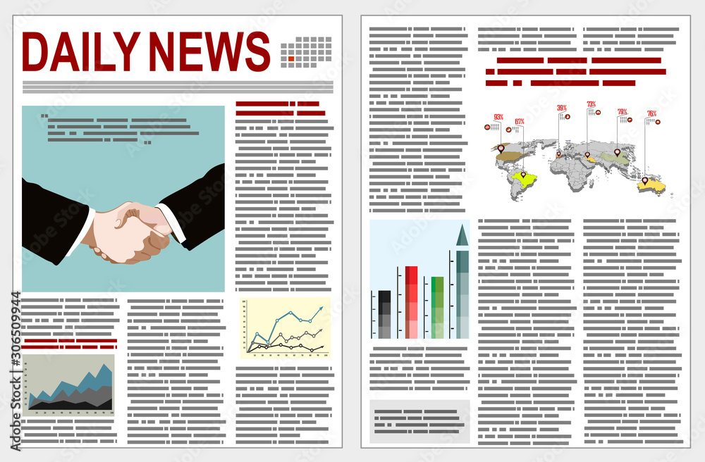 Graphical design newspaper template with infographic Stock Vector ...