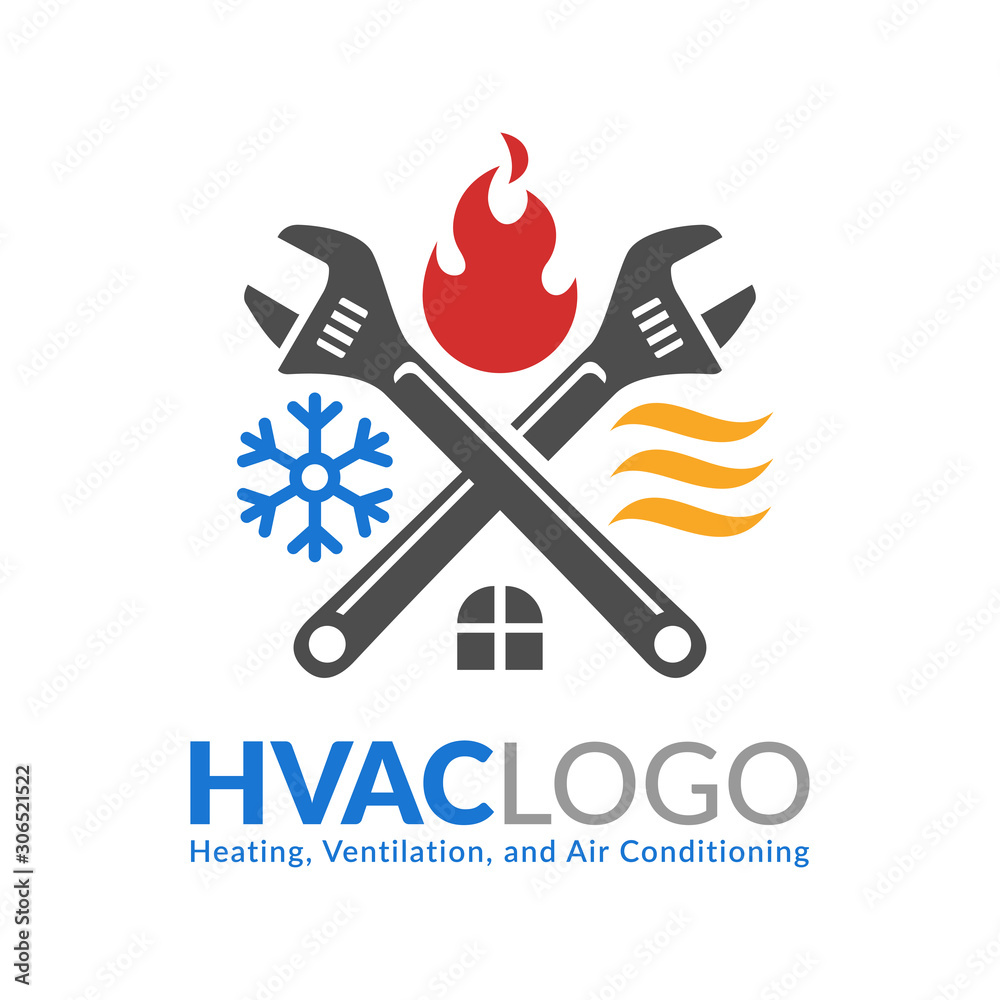 HVAC logo design, heating ventilation and air conditioning logo or icon ...