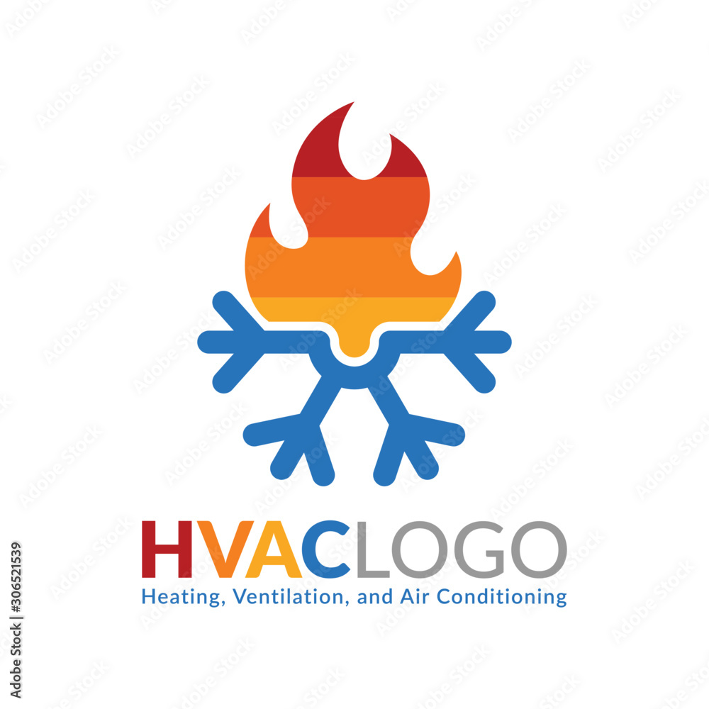 HVAC logo design, heating ventilation and air conditioning logo or icon ...