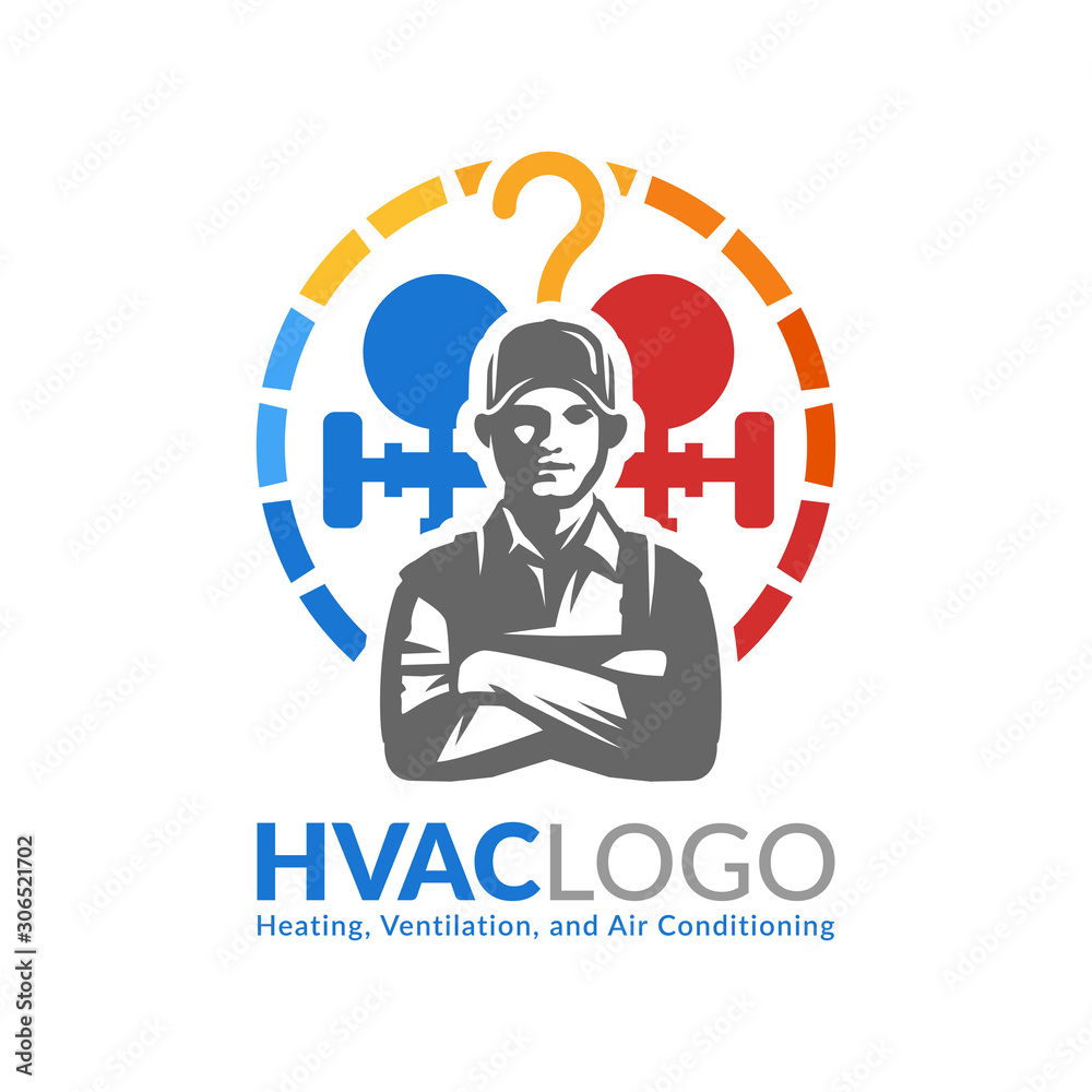 HVAC logo design, heating ventilation and air conditioning logo or icon ...