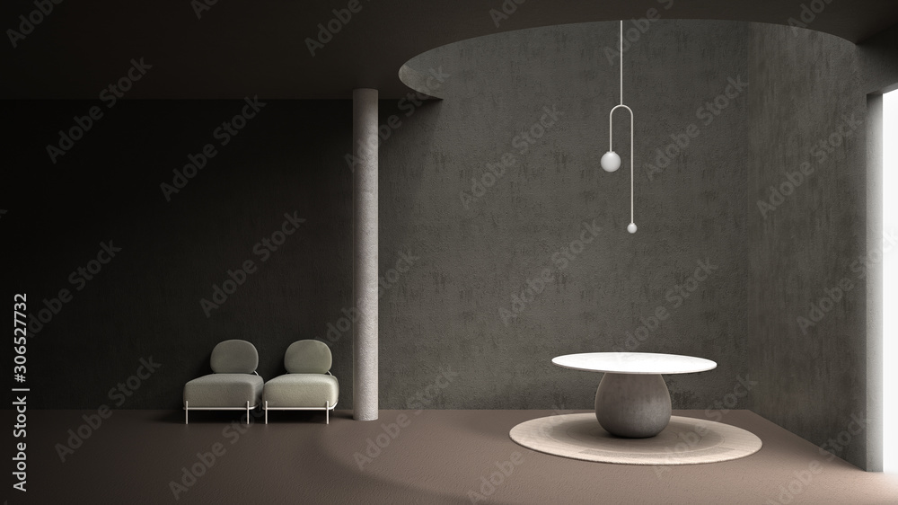 Classic metaphysics interior design, lobby, hall, marble floor, round ...