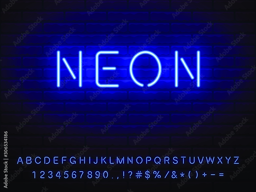 blue neon font set Stock Vector | Adobe Stock
