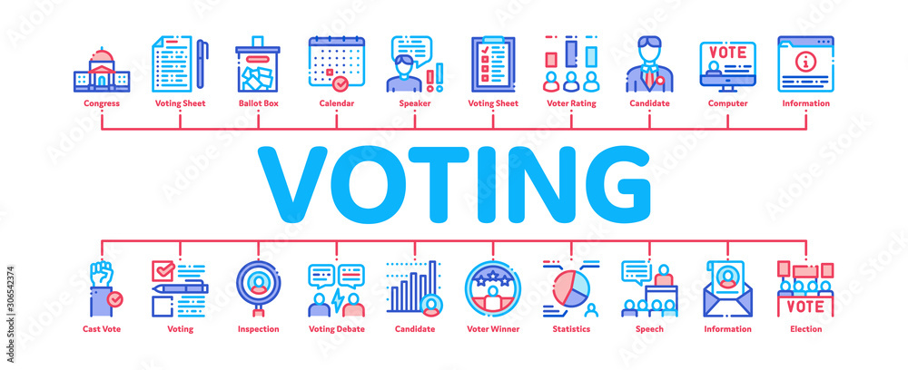 Voting And Election Minimal Infographic Web Banner Vector. Congress ...