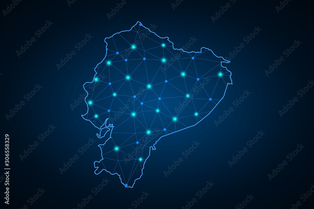 Map of Ecuador from Polygonal wire frame low poly mash, contours ...